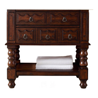 Castilian 36" Single Vanity Cabinet, Aged Cognac - Traditional ...