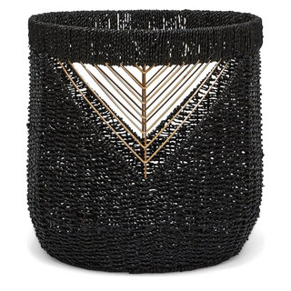 Adore Decor Ostara Seagrass Black & Gold Basket - Beach Style - Baskets ...