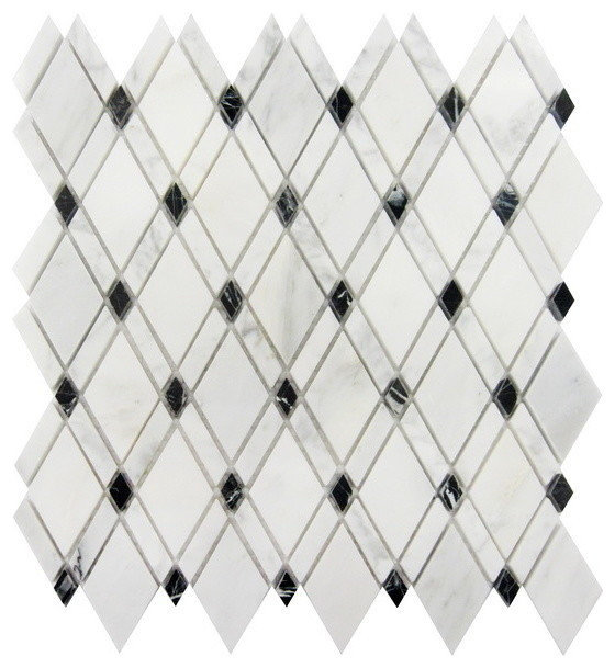 Blended Rhomboid Mosaic Tile, Arabescato Carrara, 50 Sq. Ft ...