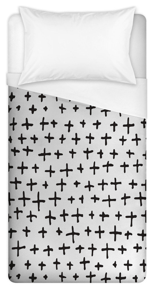 Hand-Drawn Swiss Cross Duvet Cover, Twin - Contemporary - Duvet Covers ...