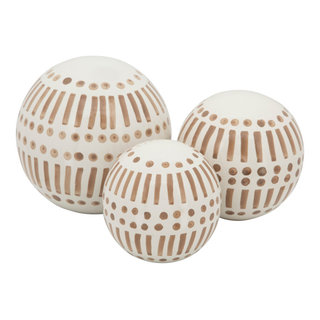 Ceramic 3-Piece Set Orbs, Tan - Contemporary - Decorative Objects And ...