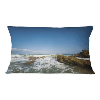 Sea with White Waves Seascape Throw Pillow, 12"x20 - Beach Style ...