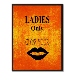 "Ladies Only" Sign Orange Print on Canvas with Picture Frame, 13"x17 ...
