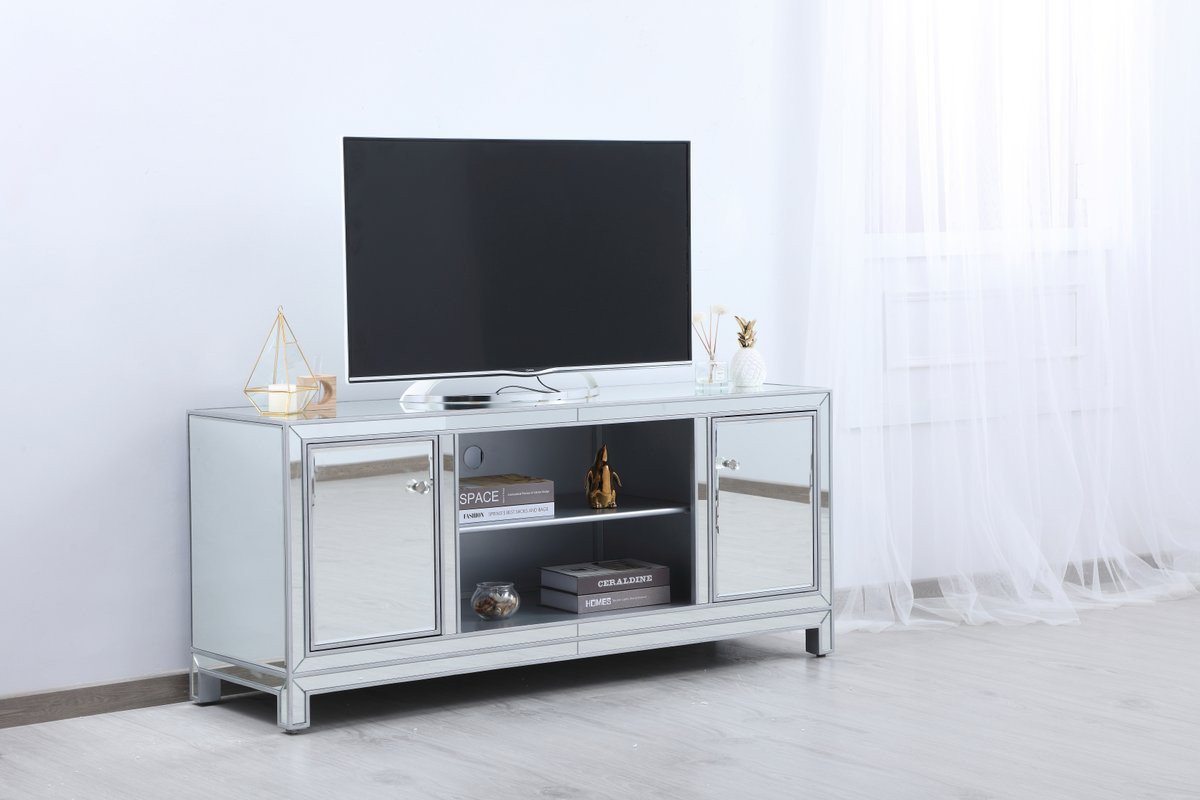 Elegant MF701S 60" Mirrored Tv Stand, Antique Silver - Transitional ...