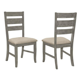 **SET OF 2** Upholstered Side Chairs with Ladder Back - Farmhouse ...