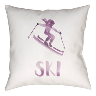 Ski II by Surya Poly Fill Pillow, Purple/White, 20' x 20 ...