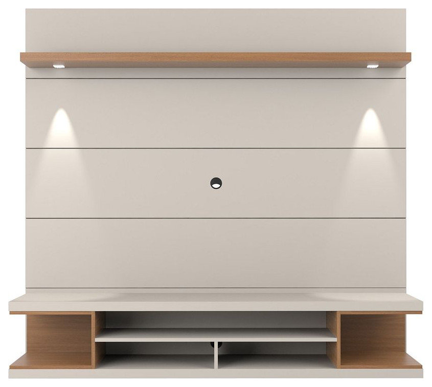 Utopia Floating Theater Entertainment Center in Off White and Maple ...