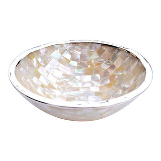 Round Mother of Pearl Bowl with Sterling Silver on Upper Edge - Beach ...