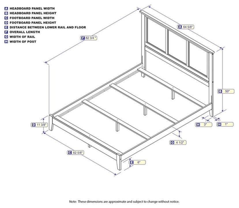 AFI Madison Queen Solid Wood Foundation Bed with Charging Station in ...