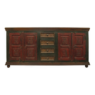 Arvada 4 Carved Doors 4-Drawers Solid Wood Buffet, Multi-Color - French ...