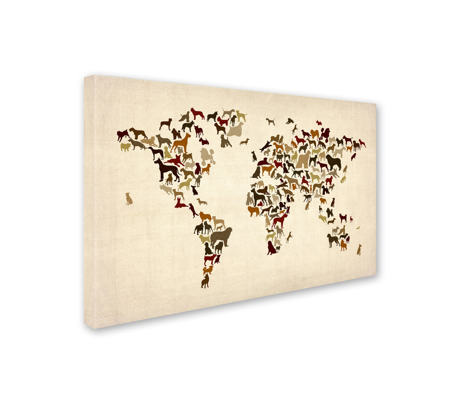 "World Map of Dogs" Canvas Art by Michael Tompsett, 22"x32 ...