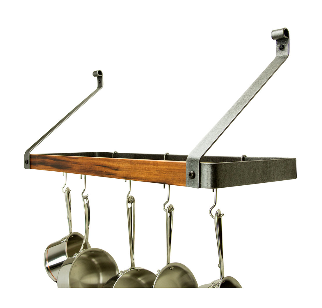 Signature 30" Deep Bookshelf Wall Rack Hammered Steel w Tigerwood & 18 ...