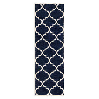 Rug Unique Loom Trellis Navy Blue Runner 2' 7 x 8' 0 - Contemporary ...