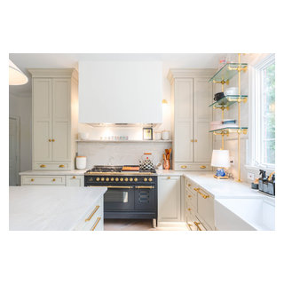 A Tranquil Fusion of Green and White Kitchen Renovation - French ...