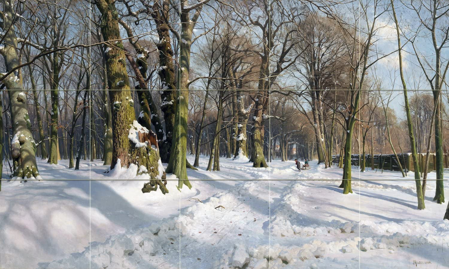 Tile Mural Landscape snow forest road in Backsplash, 4.25" Ceramic ...