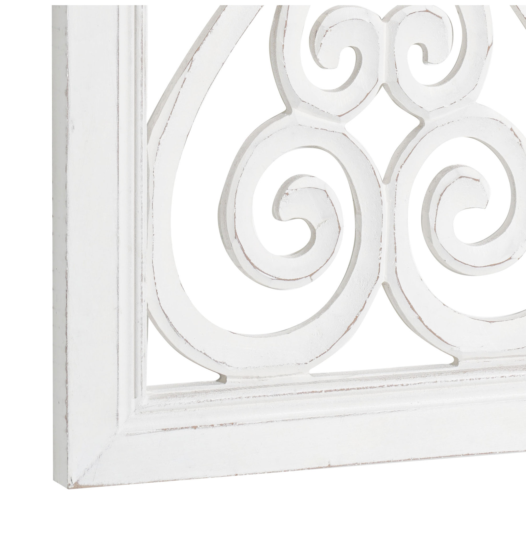 Distressed Hand-Carved White Wood Wall Accent Medallion Panel - 16x36 ...