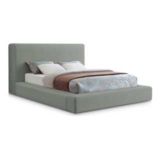 Devin Linen Textured Fabric Upholseterd Bed, Queen - Transitional ...