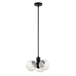 Silvarious 3 Light Chandelier, Black, Clear Crackle - Contemporary ...