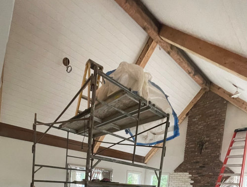 Options for veneer or a simple wrap to put over these beams? | Houzz Forum