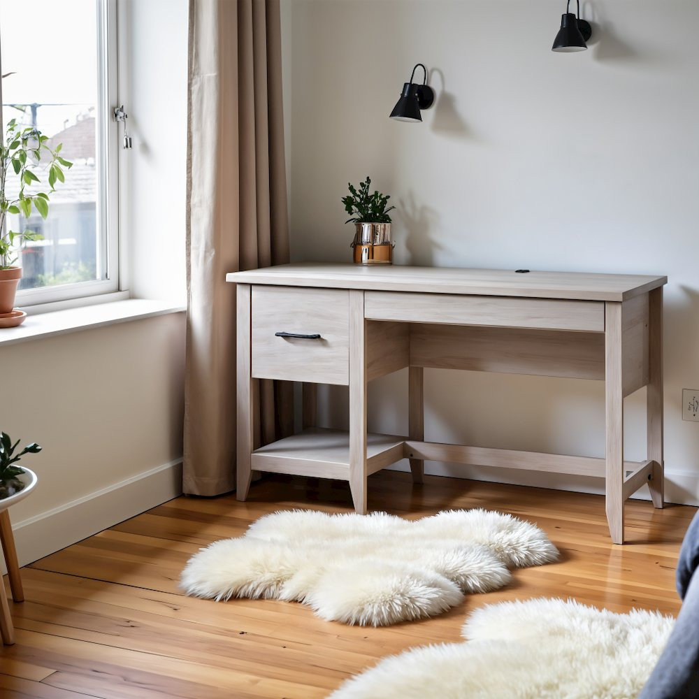 Beige Executive Office Desk with Wide Work Surface and Sturdy Frame ...
