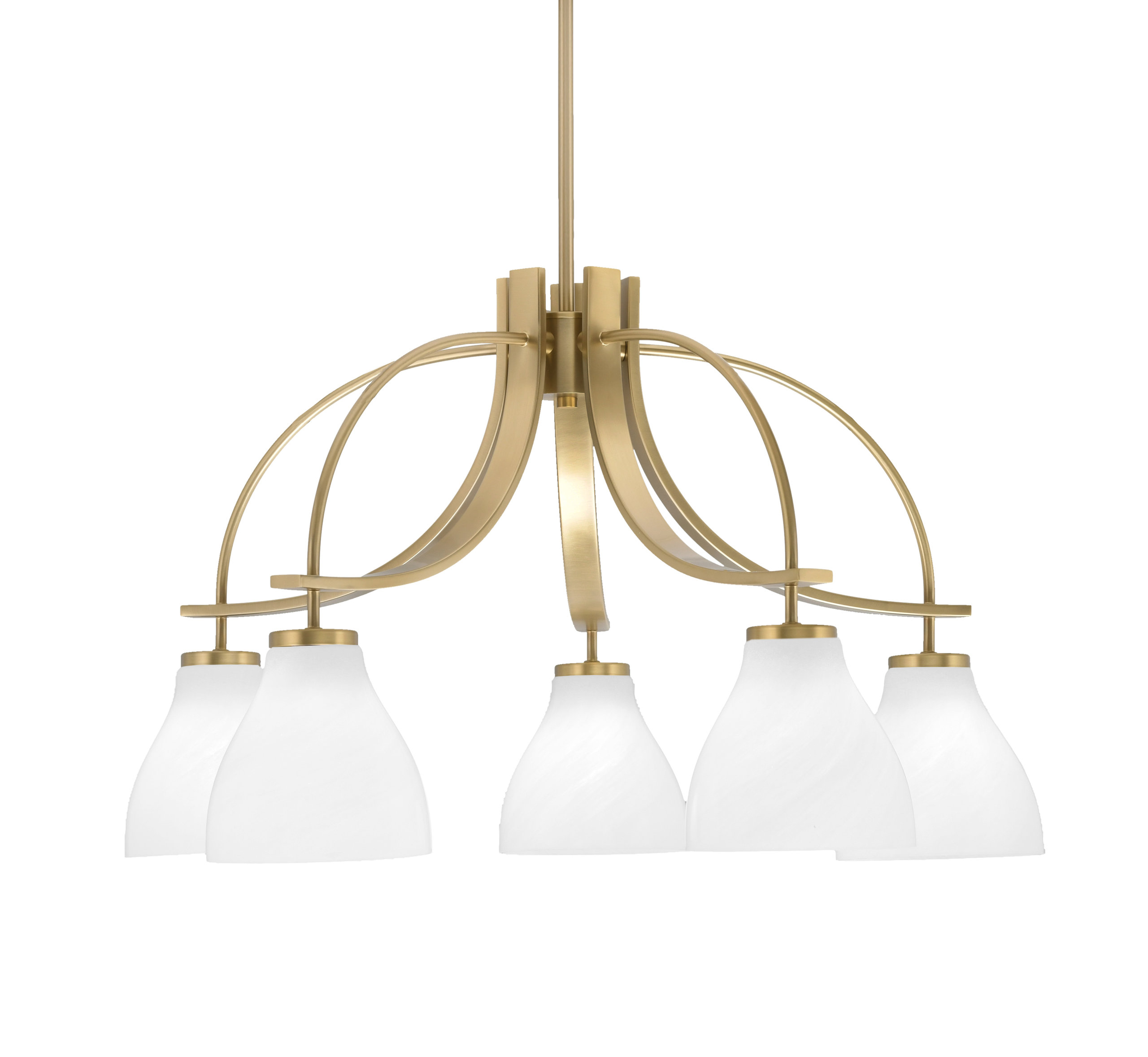 Cavella, 5 Light,Downlight Chandelier, New Age Brass Finish, 6.25 ...