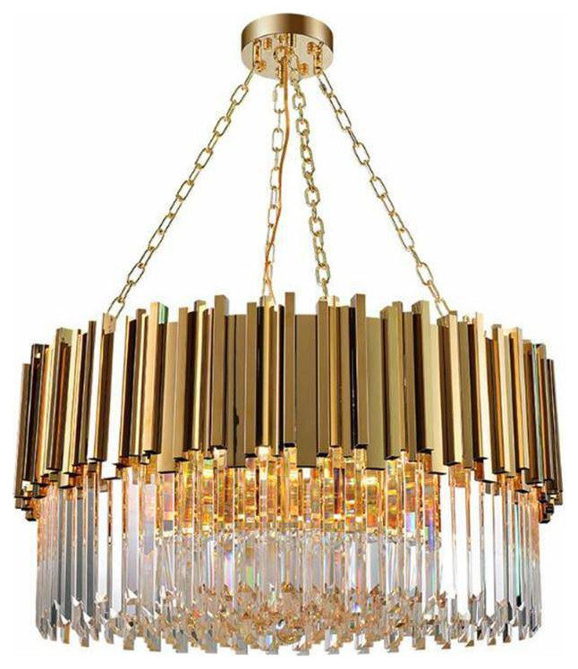 Gio Crystal Chandelier, Polished Gold, Diameter 32" - Contemporary ...