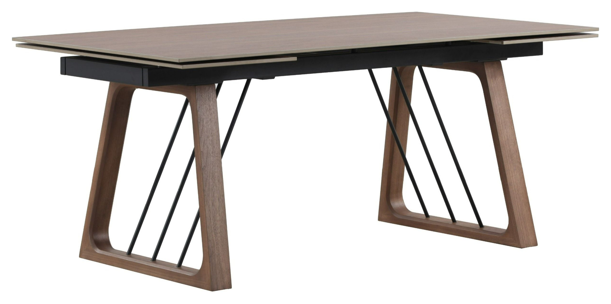 Modrest Emmond Mid-Century Modern Ceramic + Walnut Extendable Dining ...