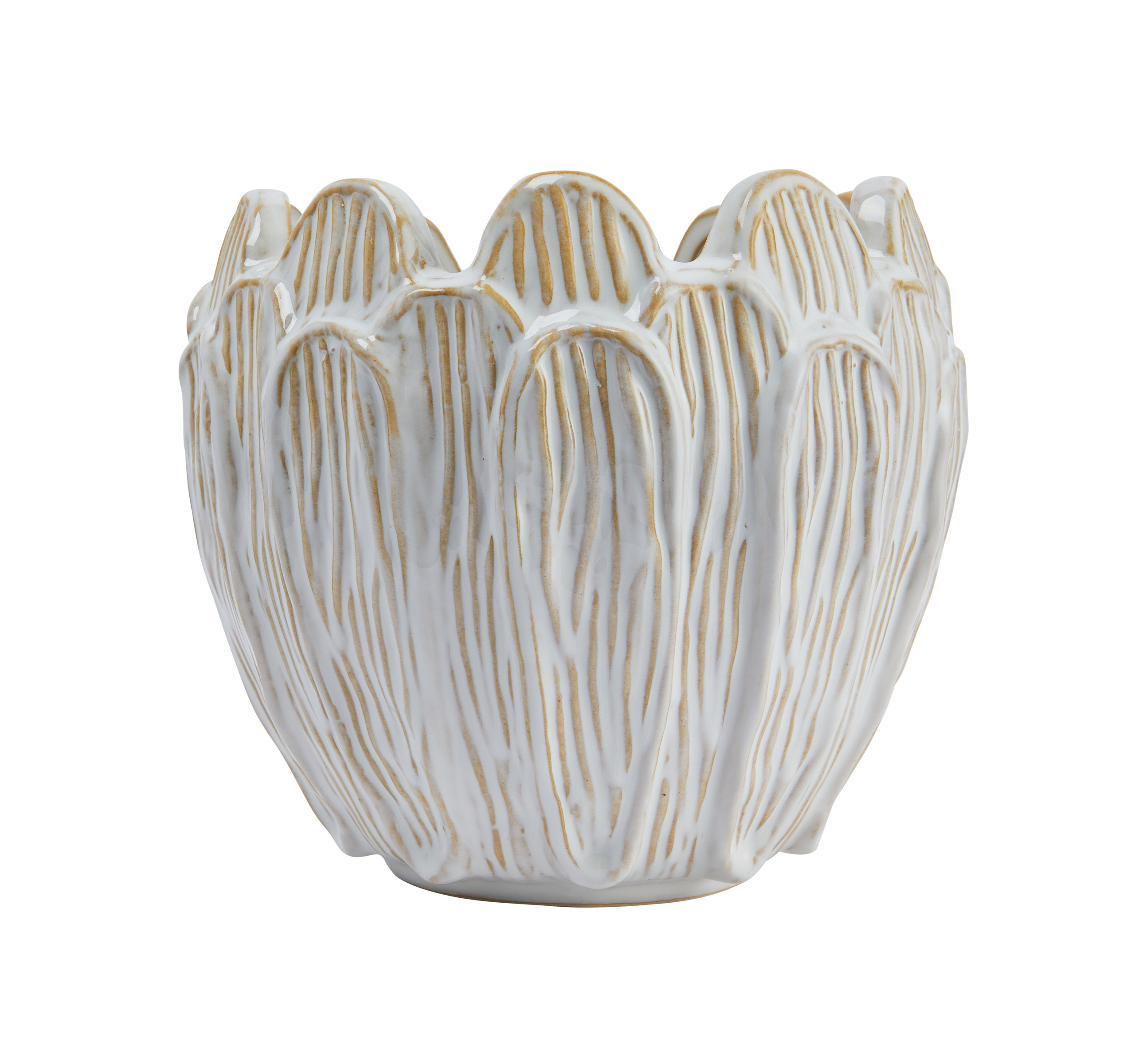 Stoneware Flower Shaped Planter, Ivory - Contemporary - Indoor Pots And ...