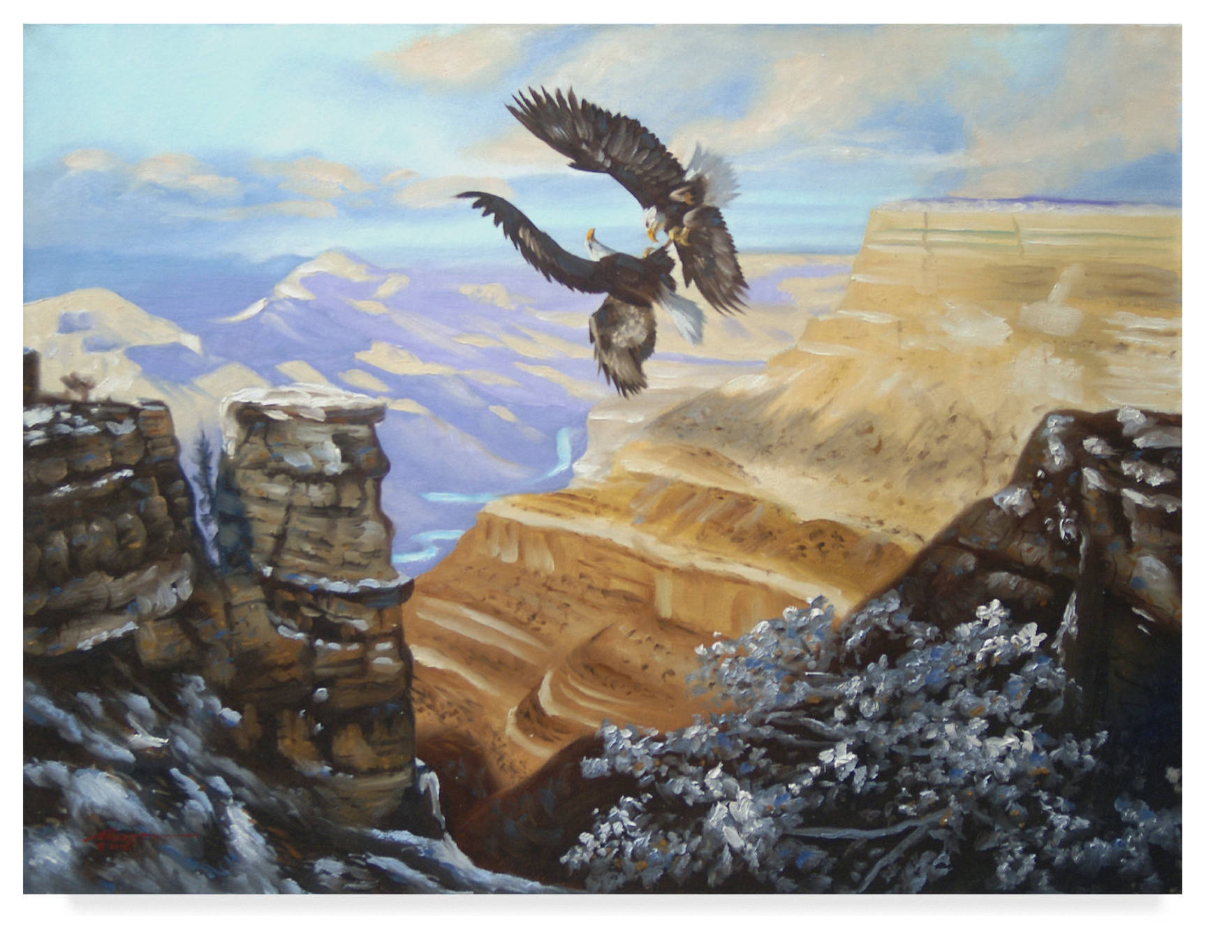 "Eagles" by D. Rusty Rust, Canvas Art, 24"x18" - Rustic - Prints And ...