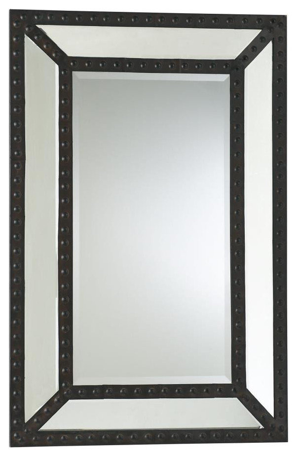 Rustic Rectangular Wall Decor Mirror in Rust Finish Double Iron Frame ...