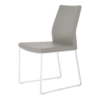 Pasha Sled Chair, Black Powder Base, Black Leatherette - Contemporary ...