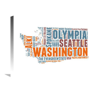 "Washington Word Cloud Map" Fine Art Print, 24" x 18" - Modern - Prints ...