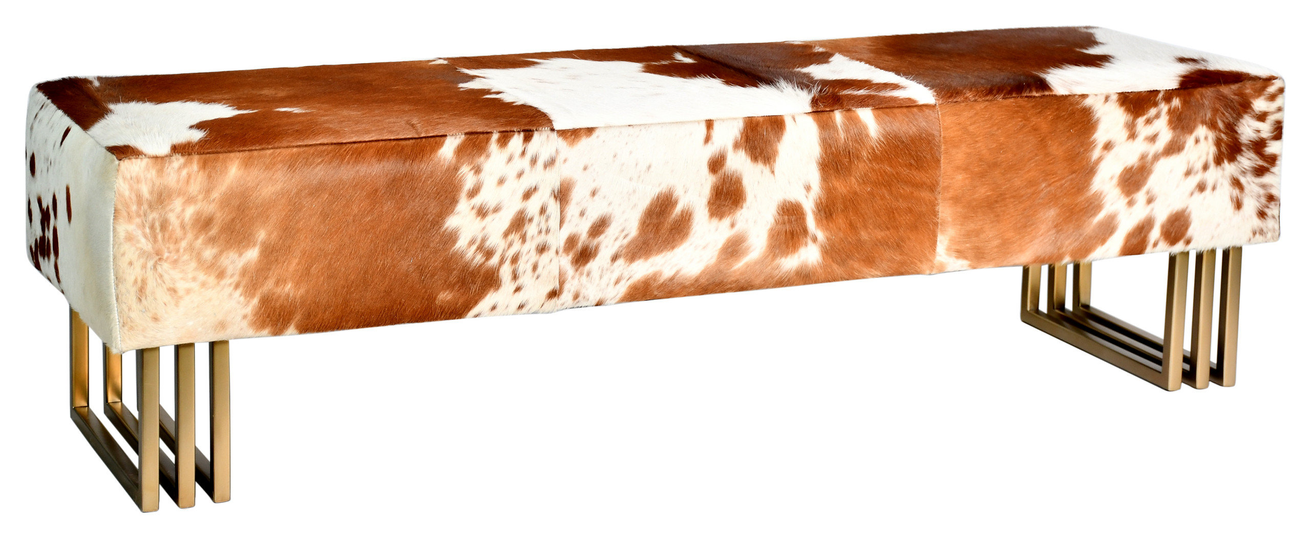 Brooks Brown/White Hide Bench - Contemporary - Upholstered Benches - by ...