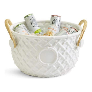 Two's Company Hampton Faux Bamboo Fretwork Party Bucket - Asian - Ice ...