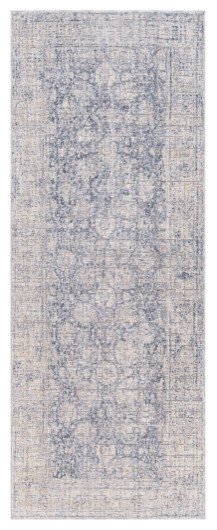 Surya Presidential PDT-2317 3'3"x8' Rug, Bright Blue/Pale Blue/Blue ...