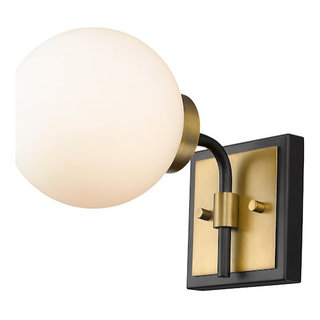 Z-Lite Parsons 1-Light 8" Wall Sconce, Black/Olde Brass, Opal, 477-1S ...