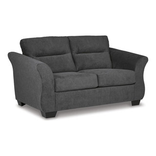 Transitional Loveseat, Loose Seat Cushions With Channel Tufted Back ...