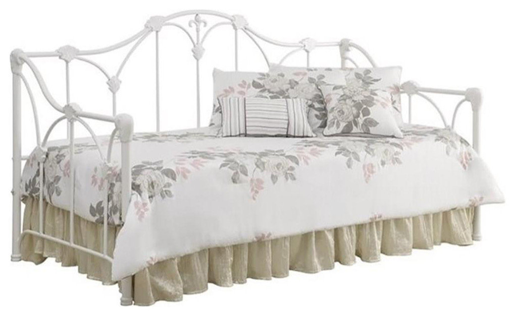 Coaster Halladay Traditional Twin Metal Daybed with Floral Frame in ...