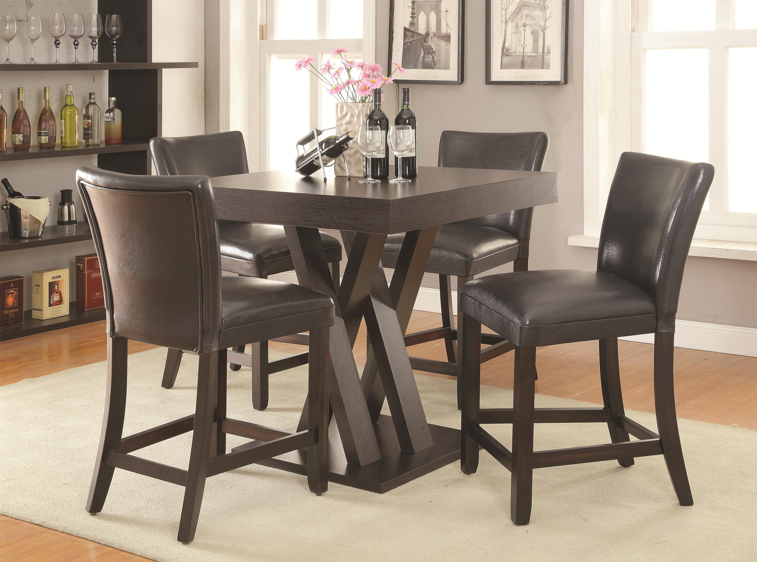 Black Parsons Bar Stools With Cappucino Legs, Set of 2 - Transitional ...