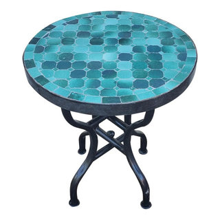16" Emerald Aqua Moroccan Mosaic Table - Mediterranean - Side Tables ...