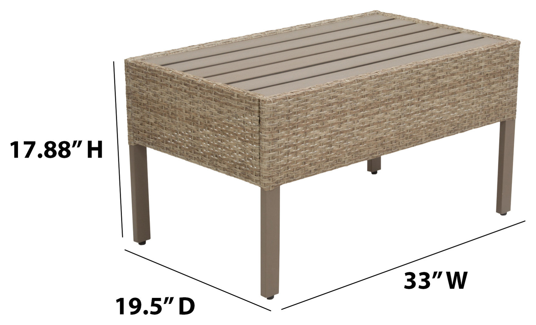 Maui Outdoor Coffee Table, Natural Aged Wicker - Tropical - Outdoor ...