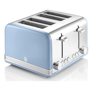 Swan ST19020BLN Retro 4 Slice Toaster, 7.2"x11.5"x10.4", Blue ...