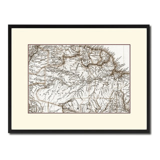 Amazon River Basin Old Sepia Map Print On Canvas With Black Frame, 16 ...