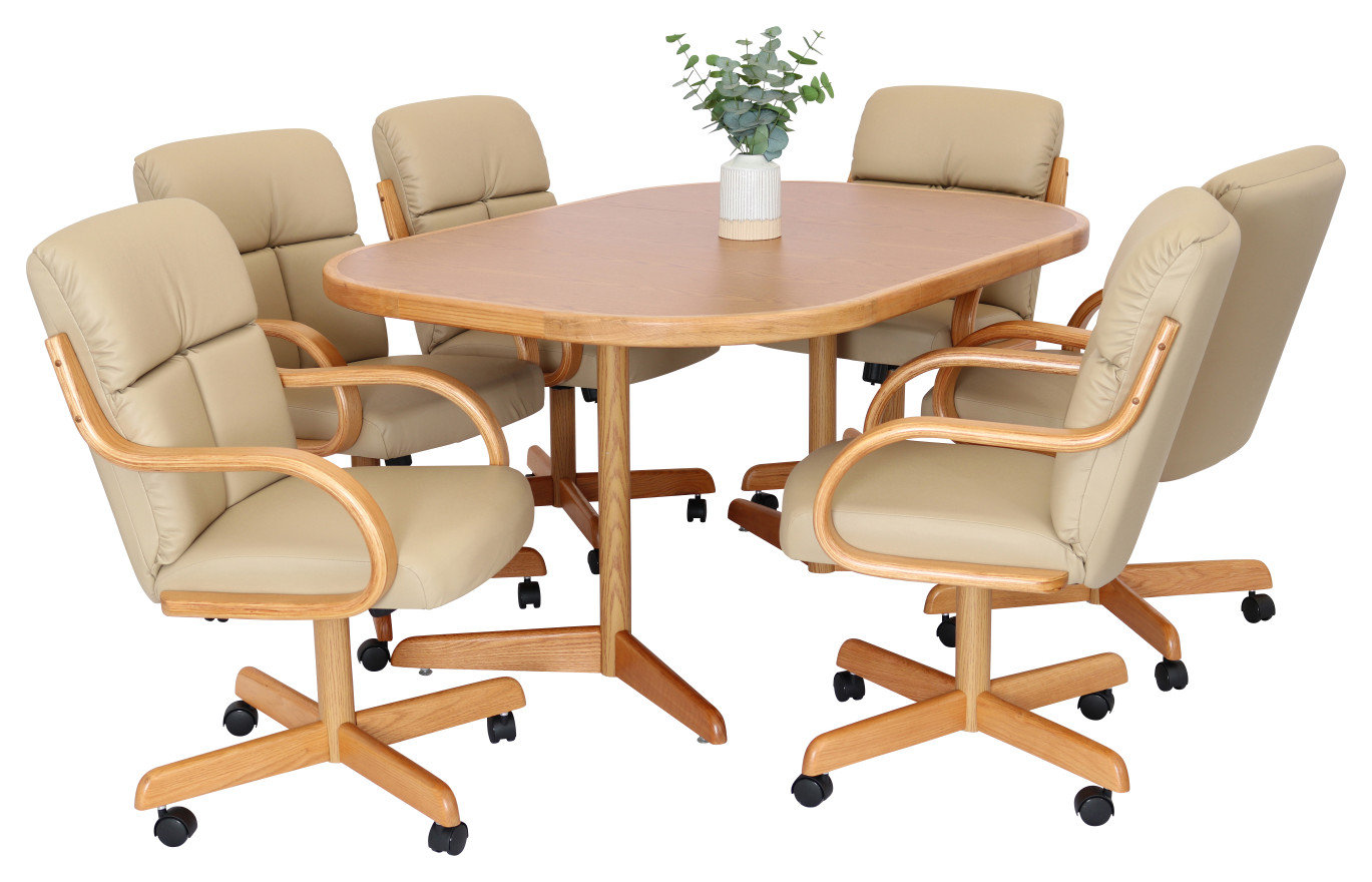 7-Piece 42x[42/60] Caster Dining Set Laminate Table Top & Desert Caster ...