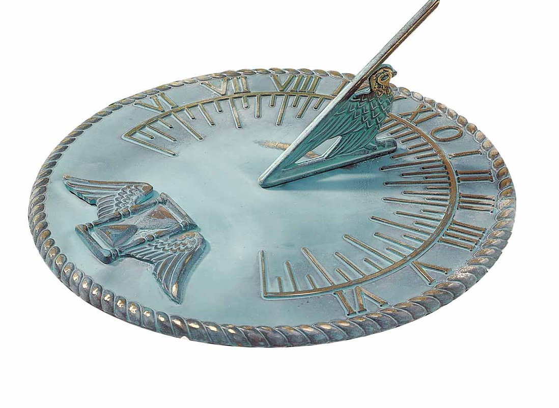 Sundial Verdigris Solid Brass Garden Clock 10'' Diameter Garden Modern ...