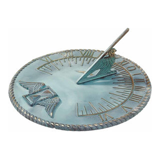Sundial Verdigris Solid Brass Garden Clock 10'' Diameter Garden Modern ...
