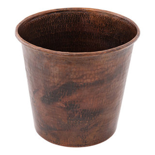 TC11DB, Hand Hammered Copper Waste Bin / Trash Can - Rustic - Trash ...