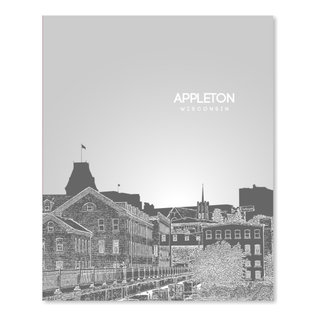 Appleton, Wisconsin Skyline Art Poster - Contemporary - Prints And ...
