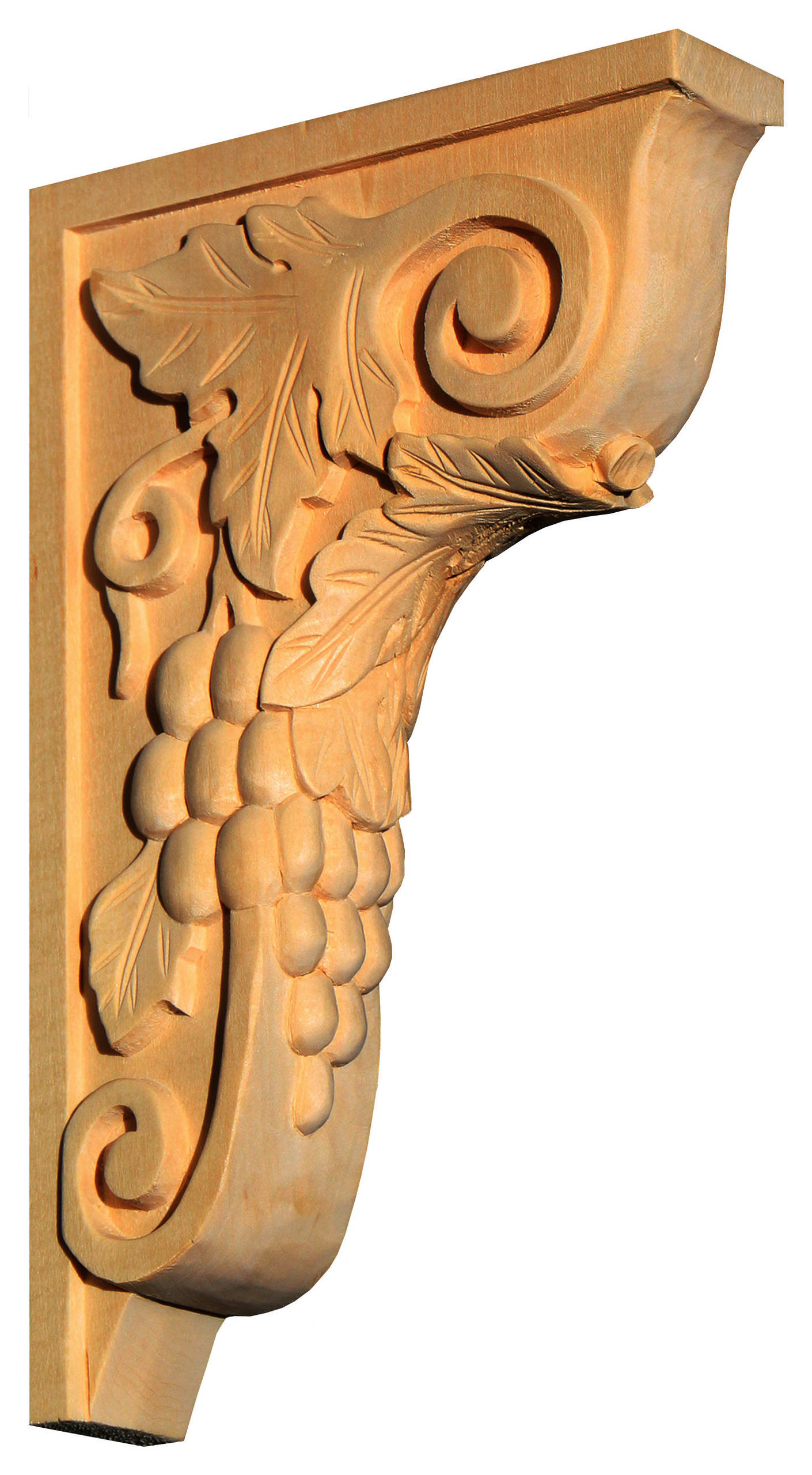 Hand carved Large Grapes Corbels in Basswood, 8-5/8"W x 2"Th x 14.5"H ...