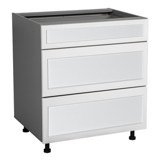 24 Base Cabinet-Double Door-Three Drawer-Grey, 24 x 34 1/2 x 23 3/8 ...